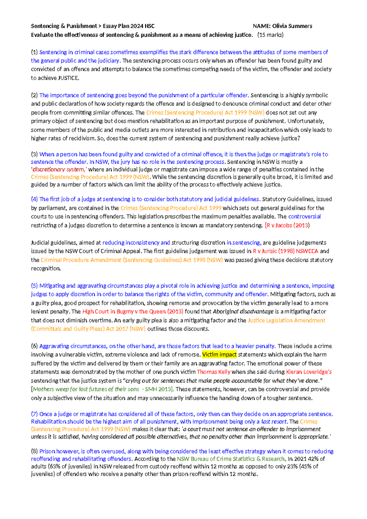 2024 HSC Crime topic 4 - Sentencing & Punishment - Sentencing ...