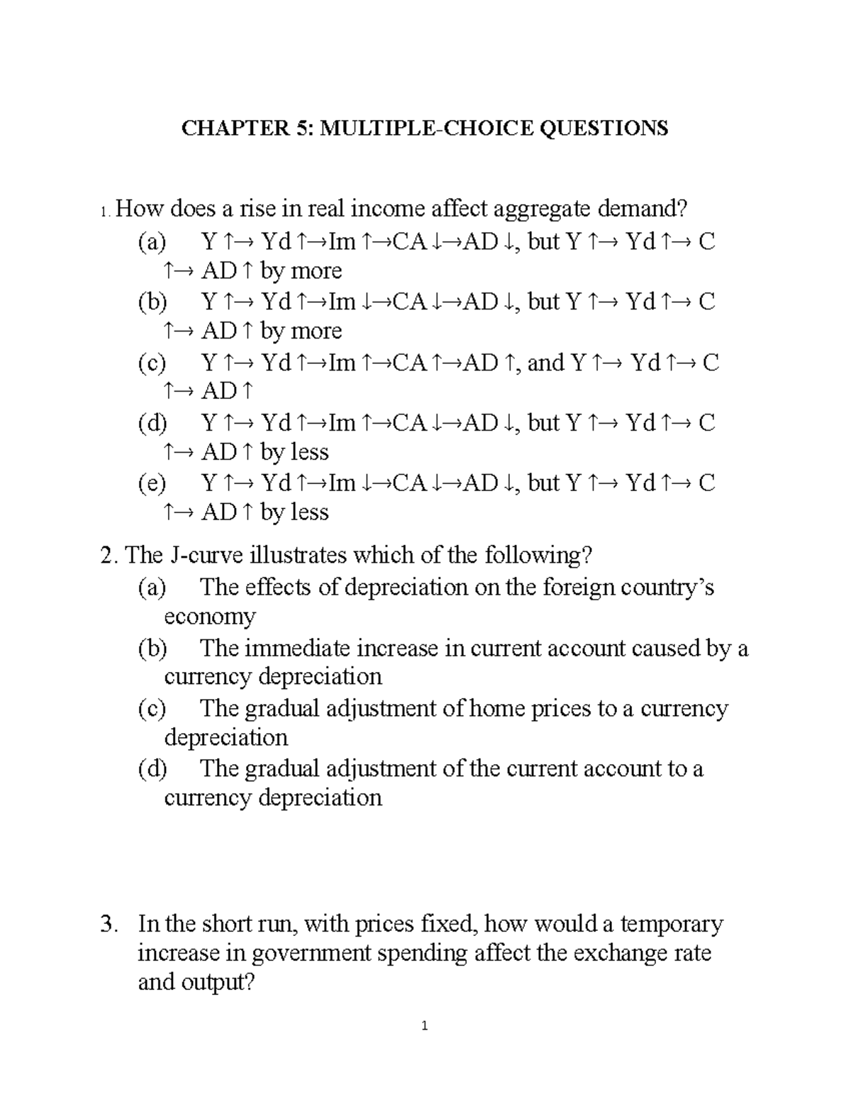Chapter 5 MCQ - CHAPTER 5: MULTIPLE-CHOICE QUESTIONS How does a rise in ...