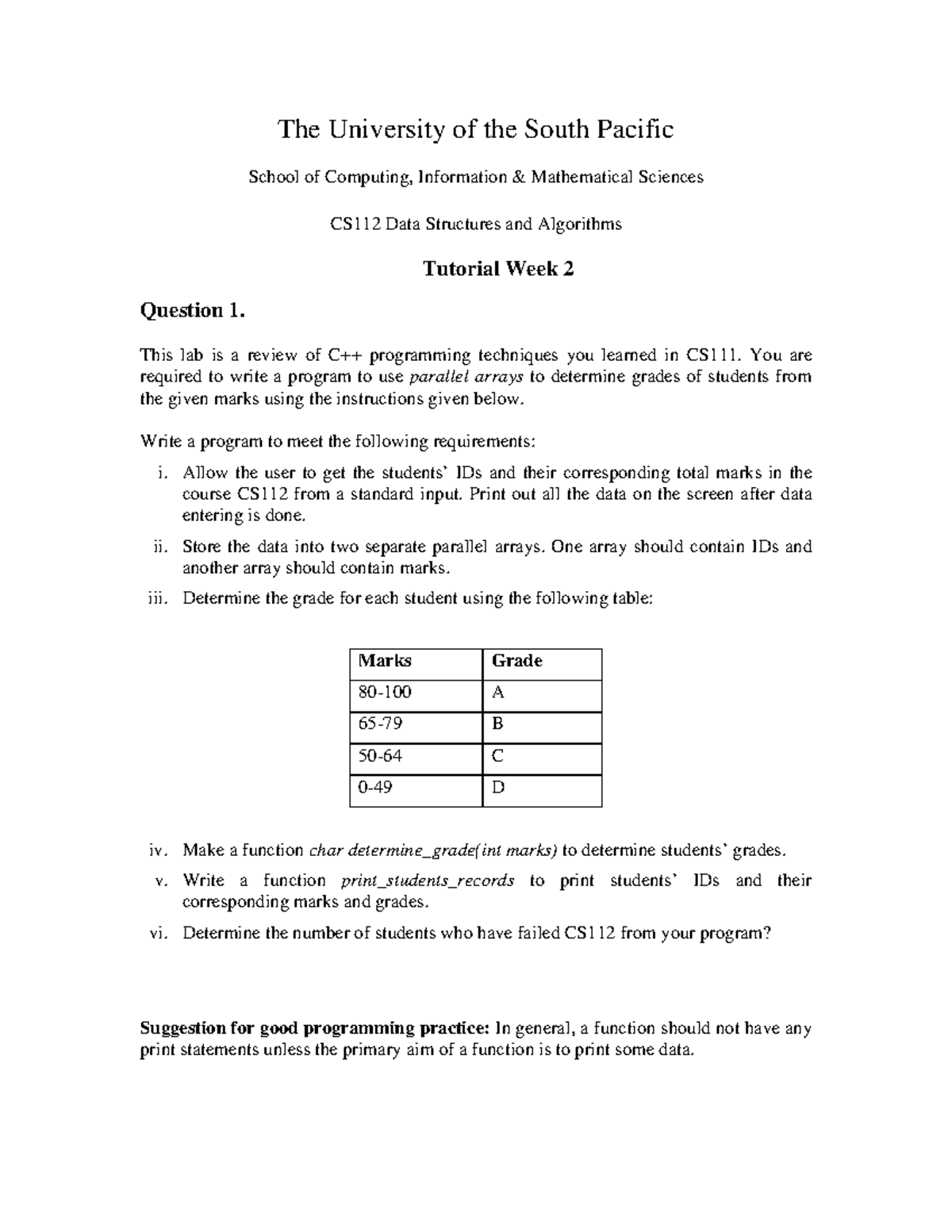 Tutorial Week 2 - adwetter - The University of the South Pacific School of Computing ...