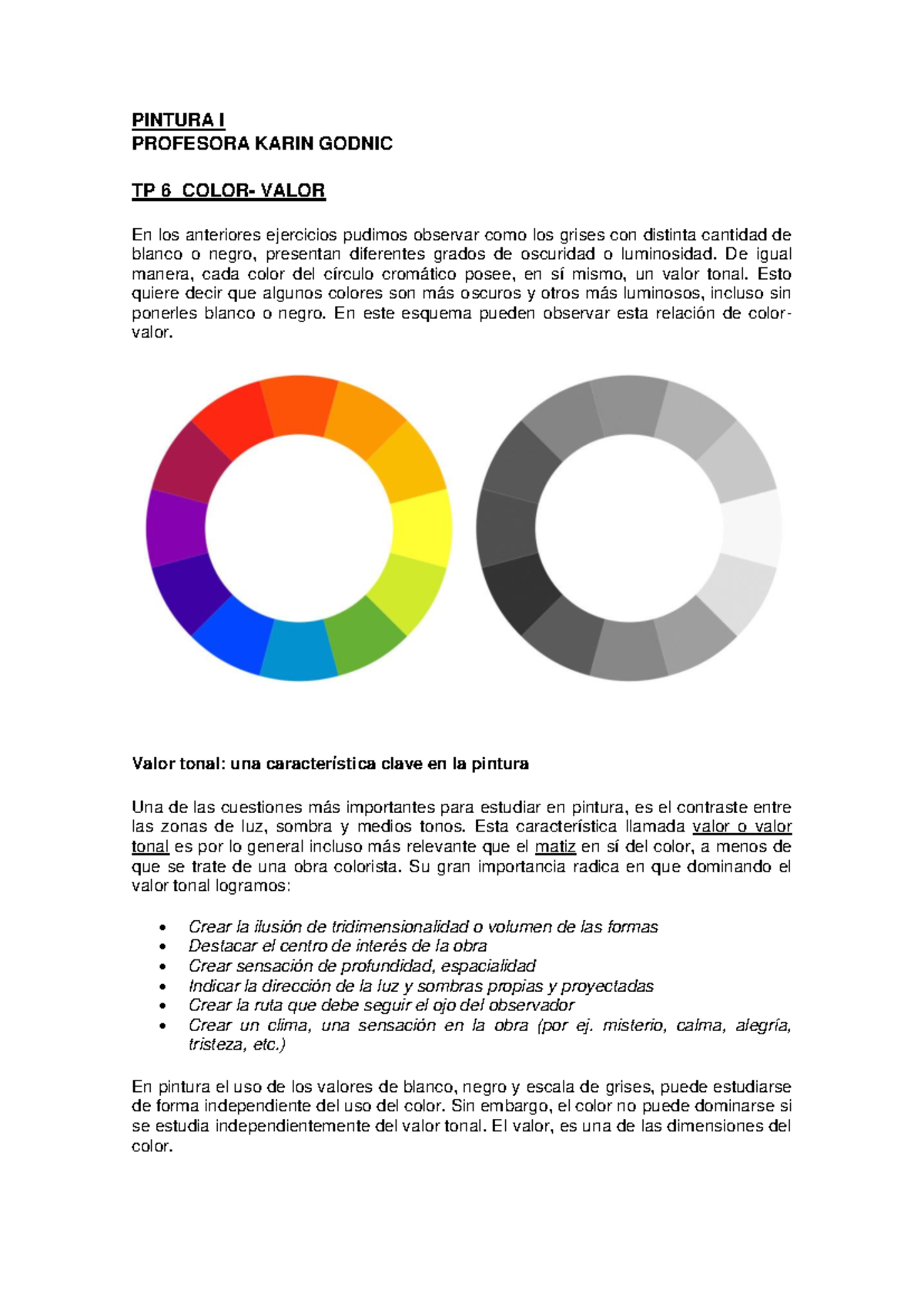 Color Valor - PINTURA I PROFESORA KARIN GODNIC TP 6 COLOR- VALOR En los ...