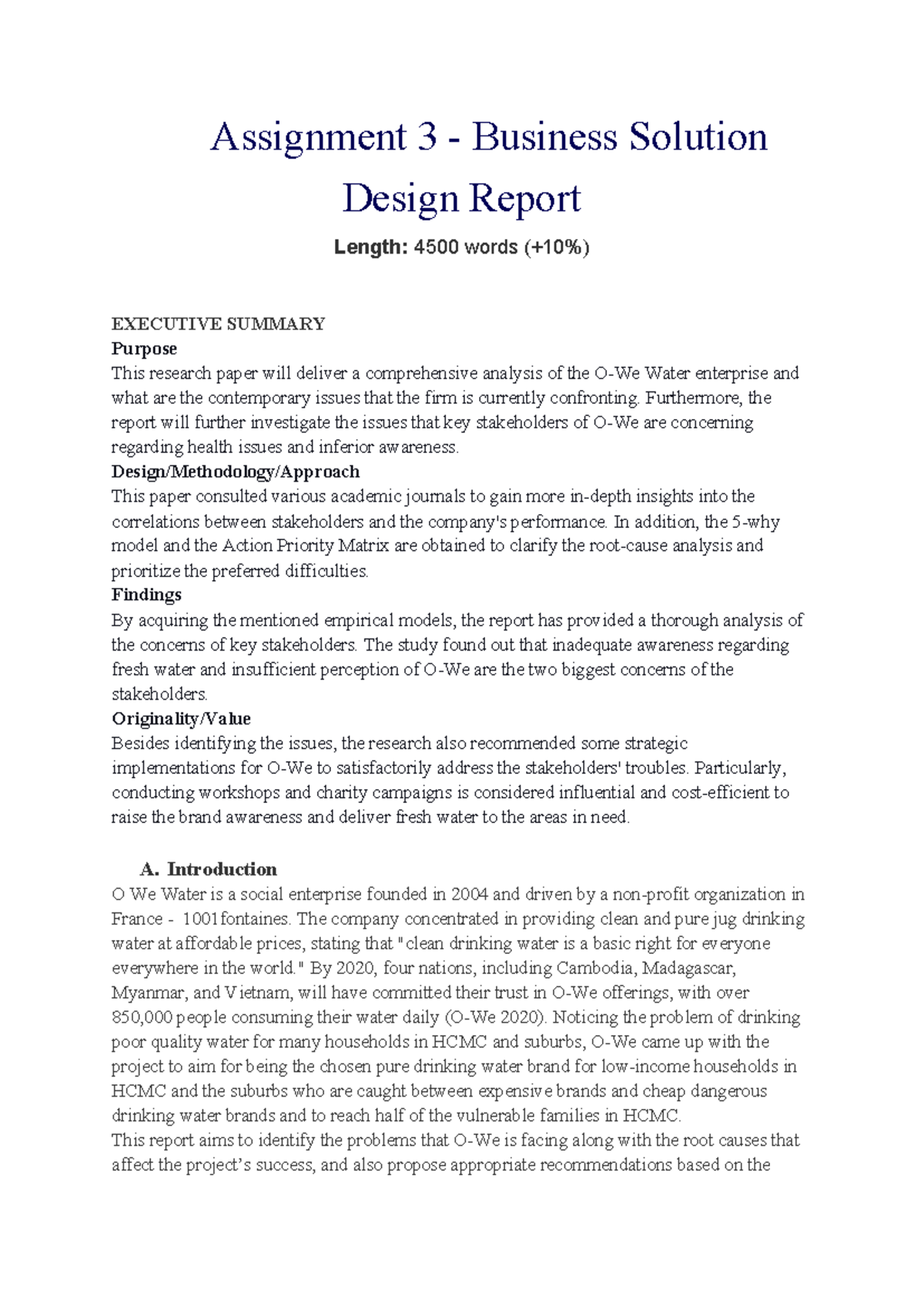 ASM 3 Business Solution Design Report - Assignment 3 - Business ...