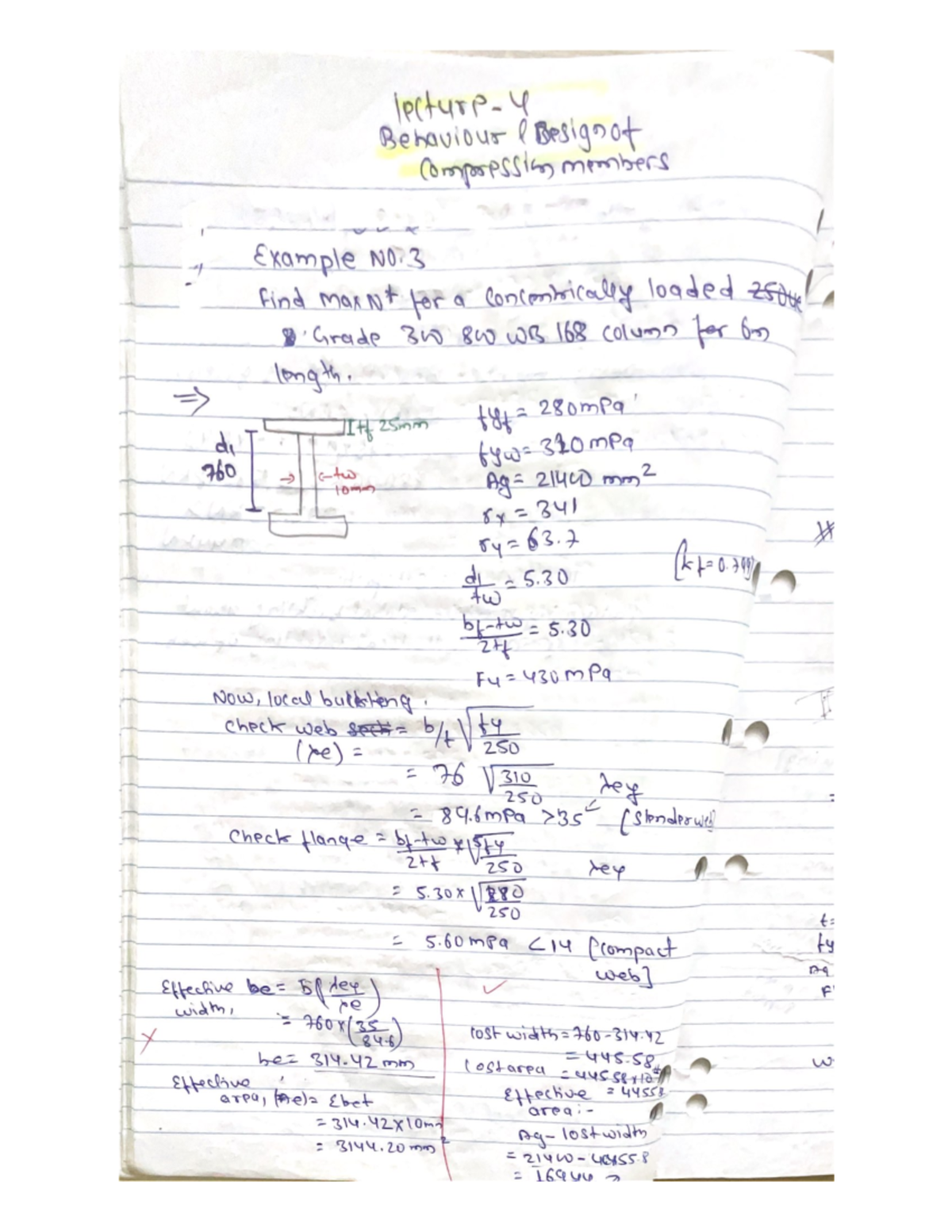 Lecture 4 Behaviour and Design of Compression Members - ENB471 - Studocu