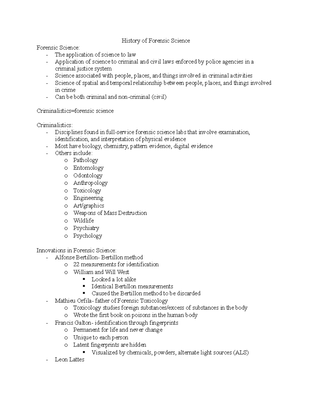 History Of Forensic Science History Of Forensic Science Forensic Science The Application Of