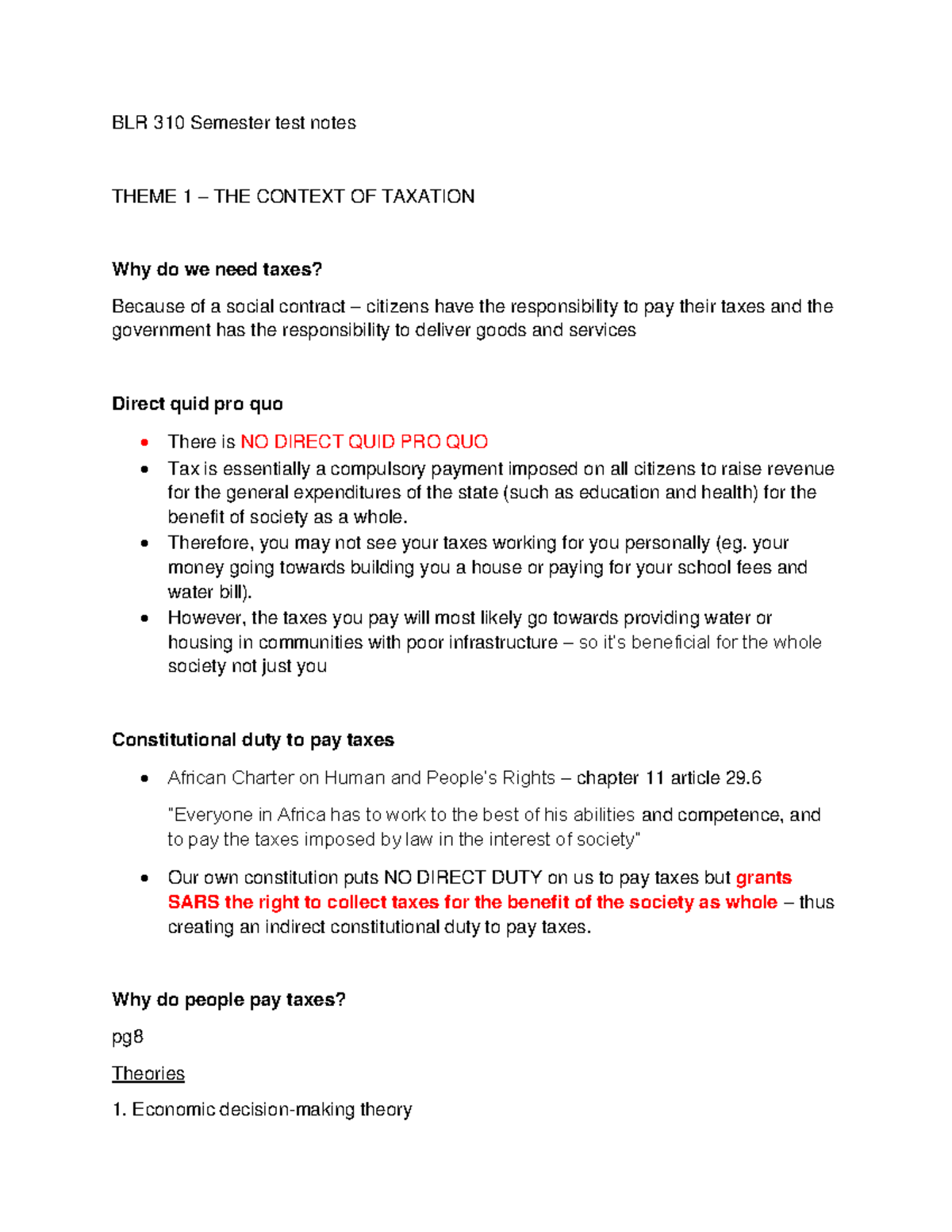 BLR 310 Notes by me - BLR 310 Semester test notes THEME 1 – THE CONTEXT ...