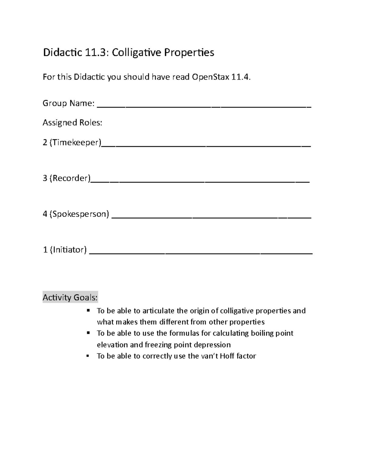 D+11 - Jjjj - Didactic 11: Colligative Properties For this Didactic you ...