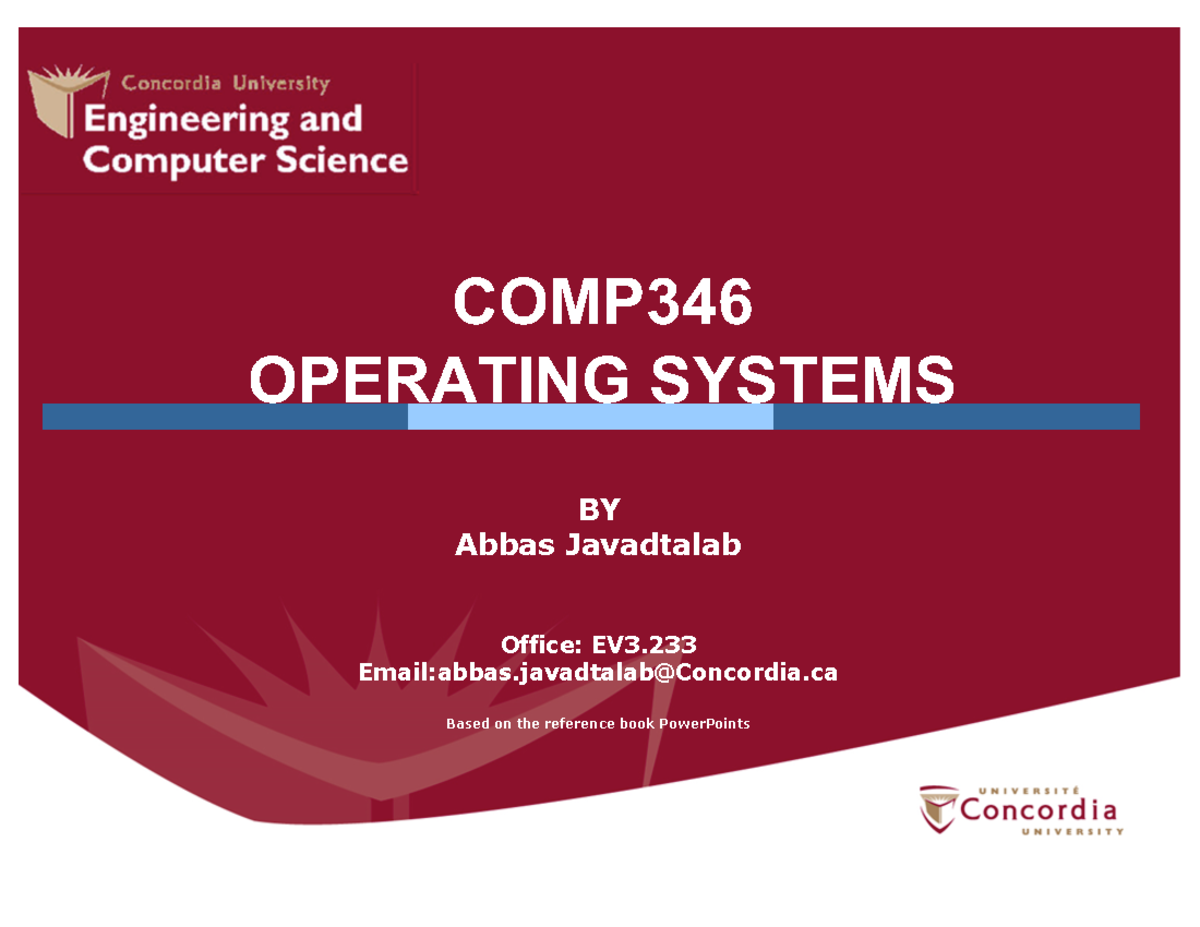 Week1 introduction v5 - Lecture notes 1 - COMP346 OPERATING SYSTEMS BY ...