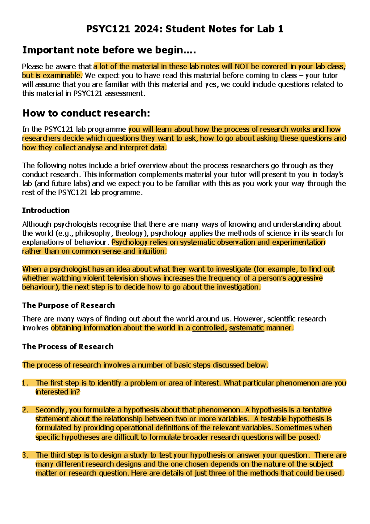 PSYC121 2024 Lab 1 Student Notes - PSYC121 20 24 : Student Notes for ...