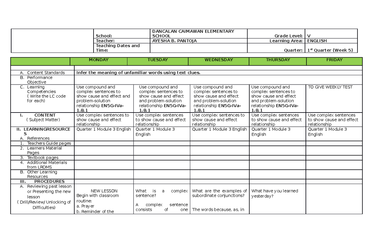 DLL-WEEK-5-ENG5 - ambmdbmabdmabmad - School: DANCALAN CAIMAWAN ...