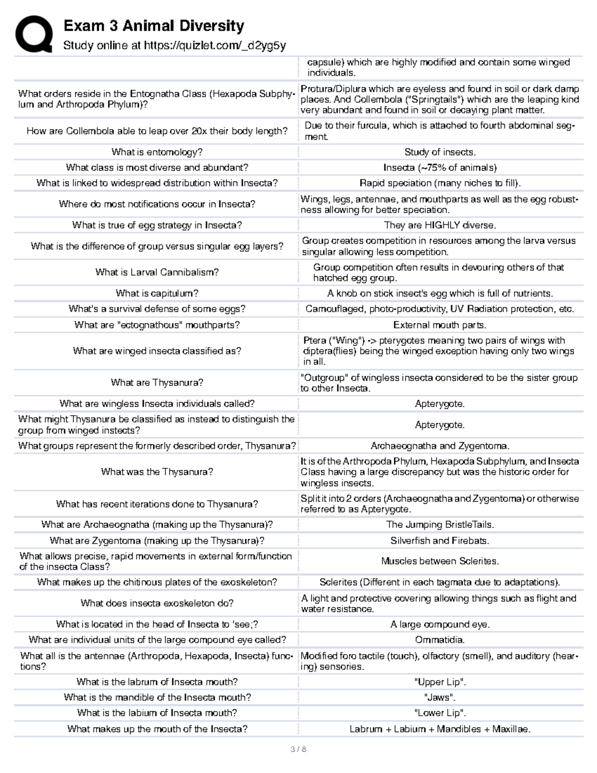 Animal Diversity Study Guide - Exam 3 Animal Diversity Study online at ...