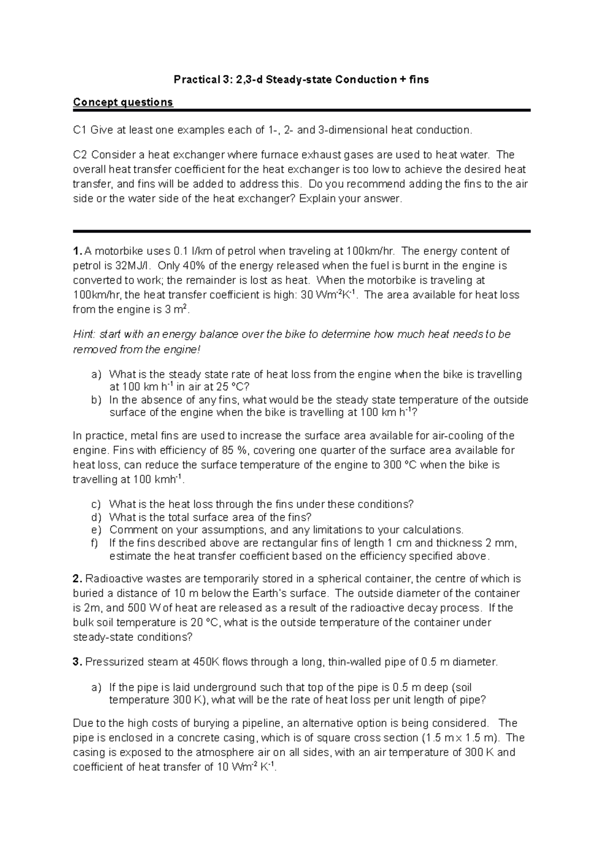 Tutorial 3 - Practical 3: 2,3-d Steady-state Conduction + fins Concept ...