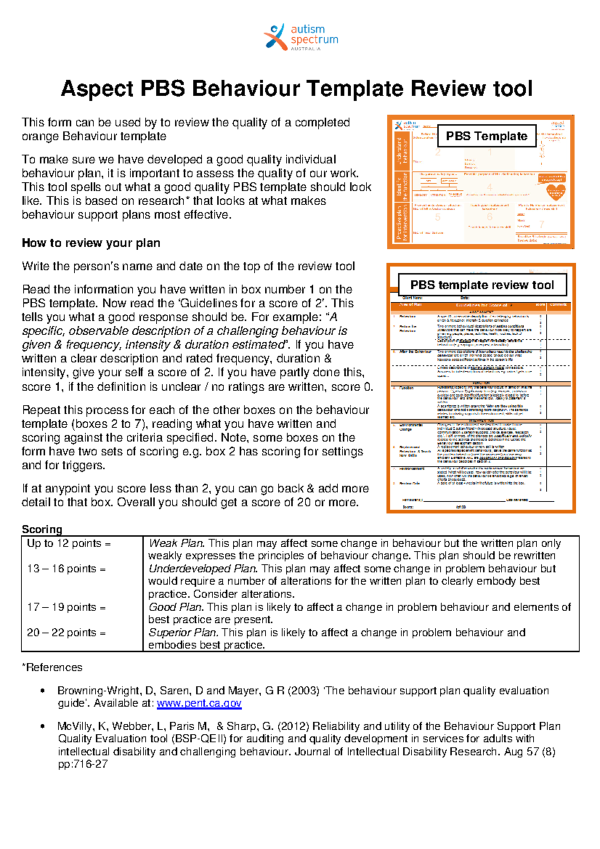 Aspect PBS template review tool 2017 - Aspect PBS Behaviour Template ...
