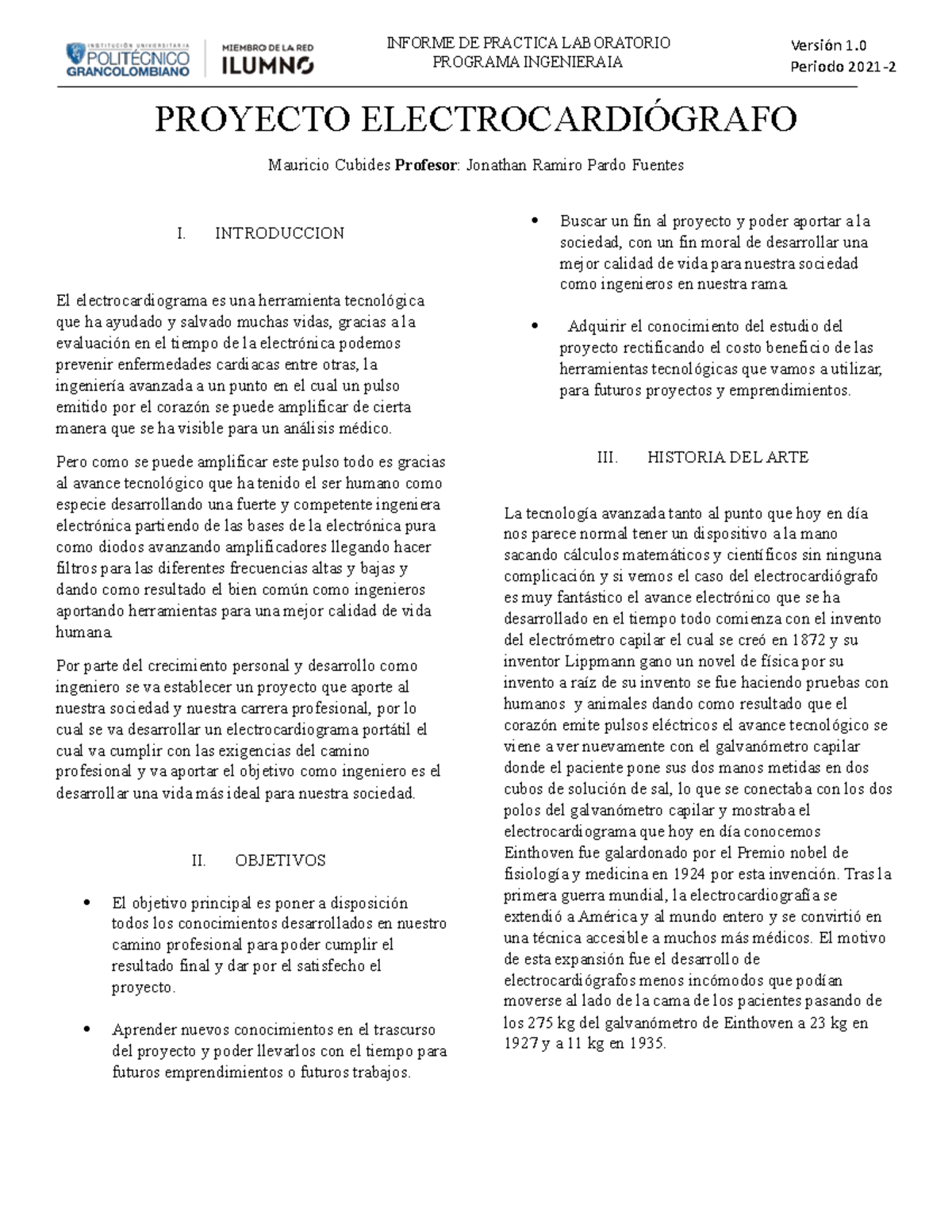 Circuitos elctrnicos 2 - PROYECTO ELECTROCARDIÓGRAFO Mauricio Cubides ...