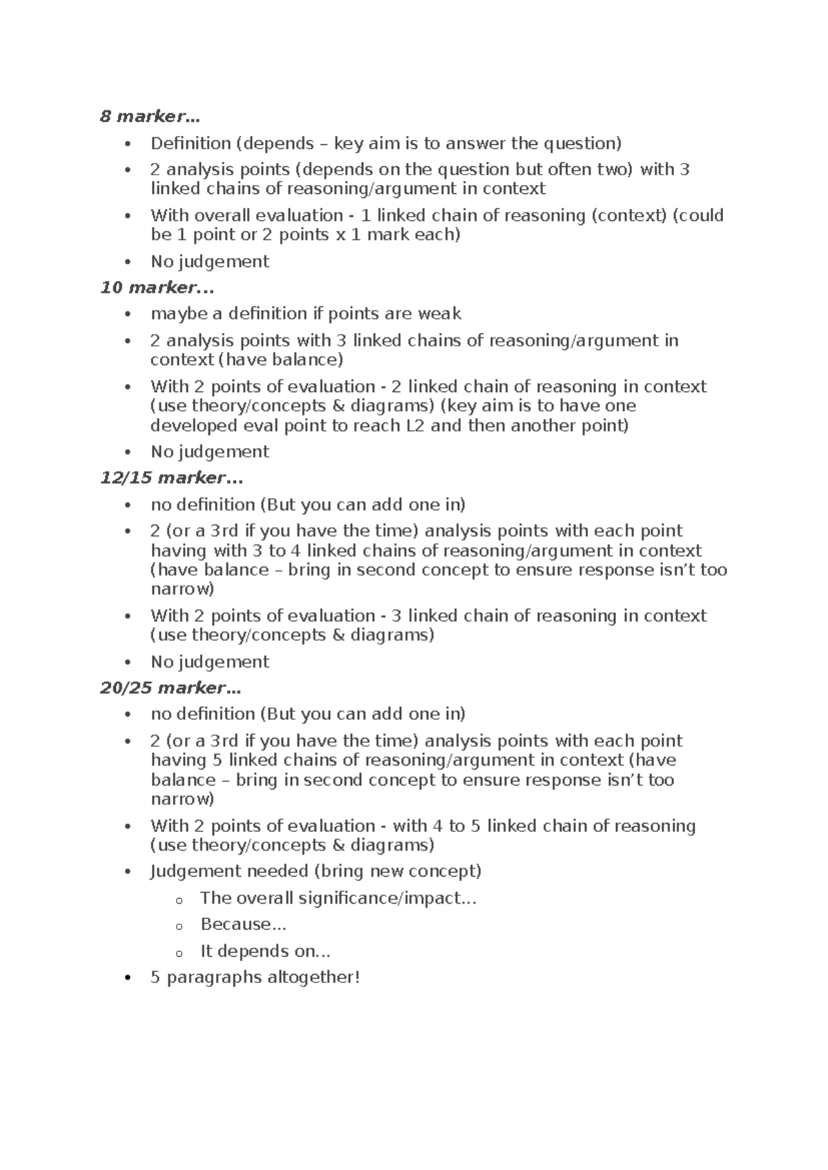 A Level Structures - 8 marker... Definition (depends – key aim is to ...