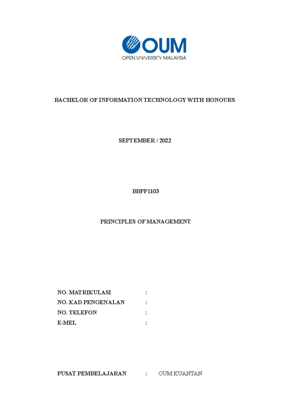 Assignment BBPP1103 - BACHELOR OF INFORMATION TECHNOLOGY WITH HONOURS ...