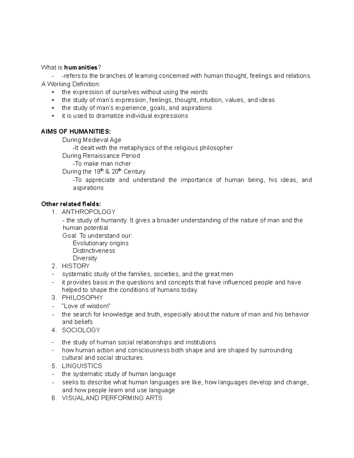 Introduction to Humanities - What is humanities? -refers to the ...