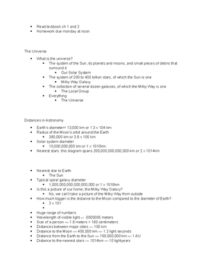 Test #1 Review Sheet - Summary Stars,Galaxies & Universe - TEST STUDY ...