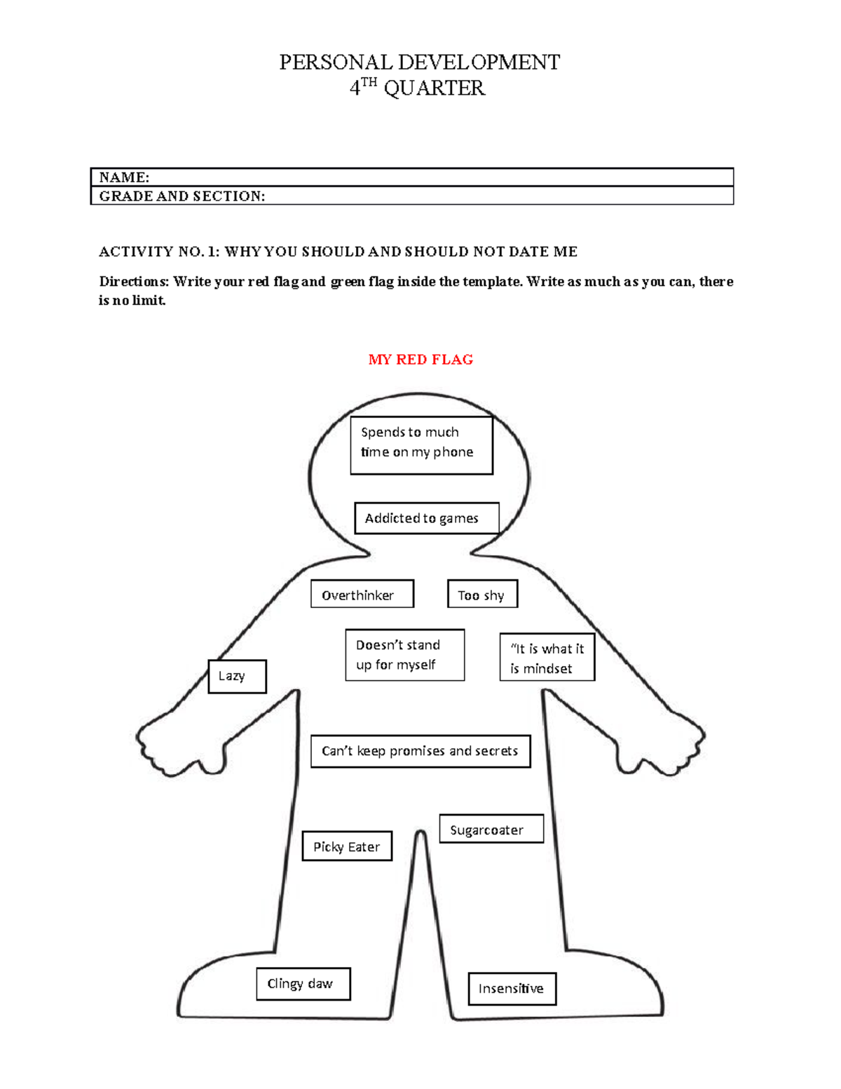 Activities 1 and 2- 4Q - aissignment - PERSONAL DEVELOPMENT 4 TH ...