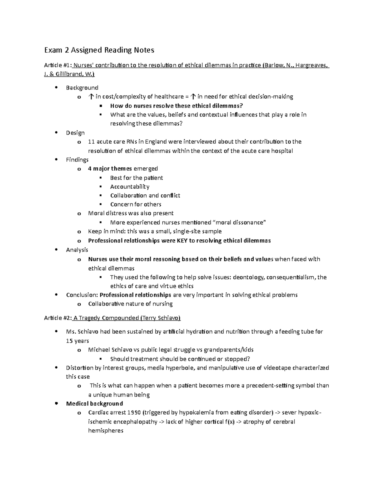 N138 Exam 2 Article Notes - Exam 2 Assigned Reading Notes Article #1 ...