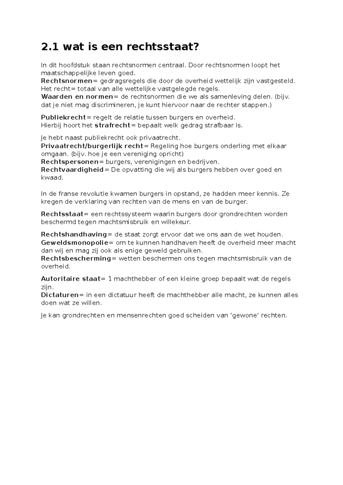 2.1 en 2.2 maatschppijleer - 2 wat is een rechtsstaat? In dit hoofdstuk ...