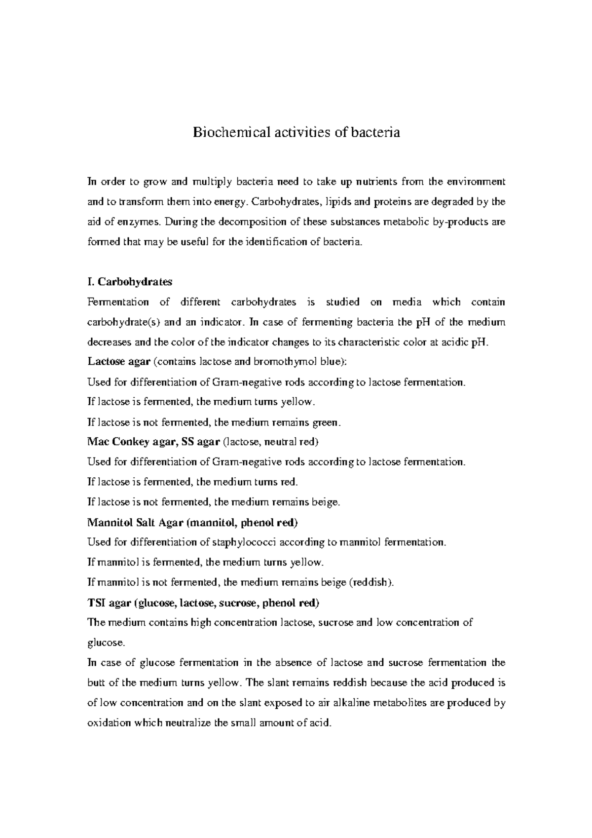 04 Biochemical activities of bacteria - Carbohydrates, lipids and ...