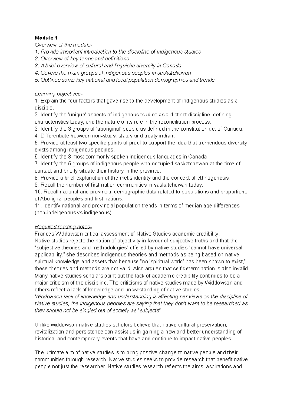 Indg 107 - all notes from indg 107 - Module 1 Overview of the module ...