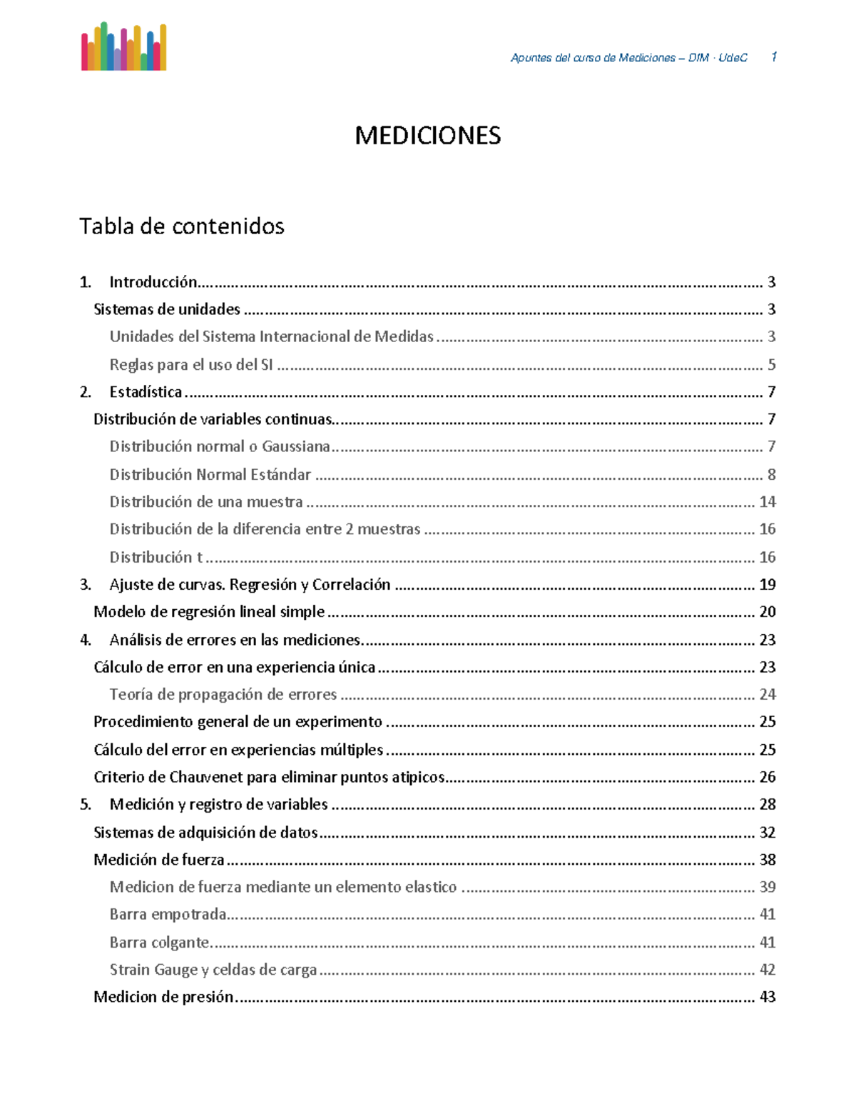 Apunte Mediciones 2021 - MEDICIONES Introducción Tabla de contenidos ...