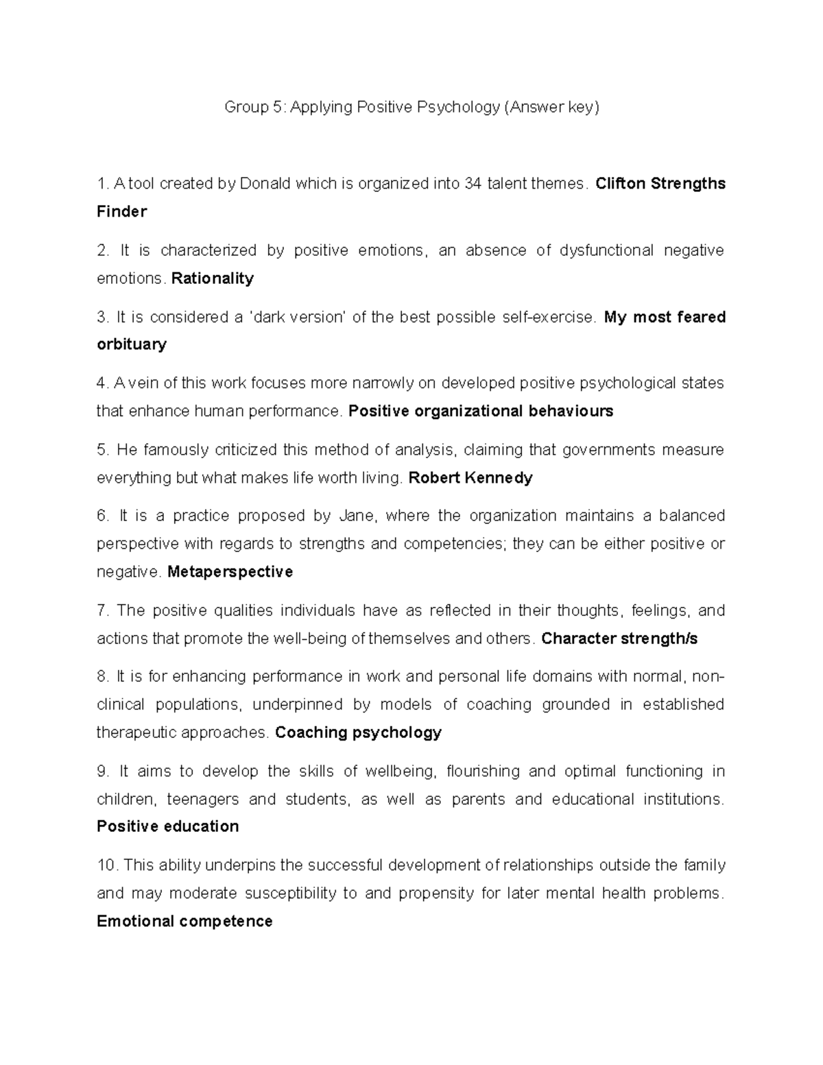 Group-5-Quiz - QUIZ - Group 5: Applying Positive Psychology (Answer key ...