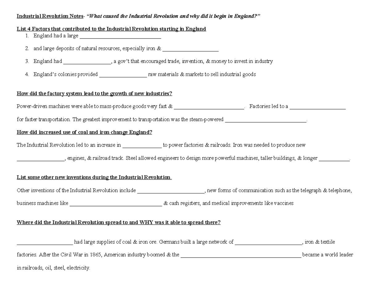 Impact of the Industrial Revolution-2 - Industrial Revolution Notes ...