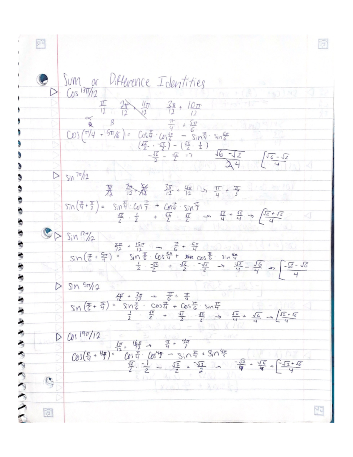 Sum or Difference Identities - MAT 1093 - Studocu