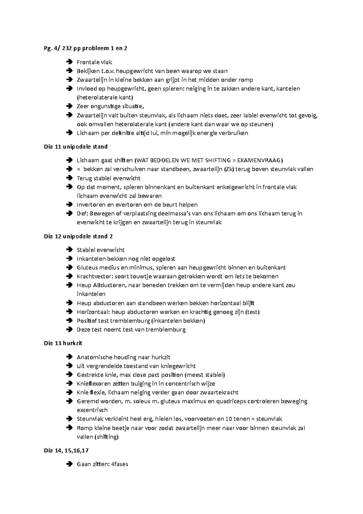 Notities biomechanica - Pg. 4/ 232 pp probleem 1 en 2 Frontale vlak ...