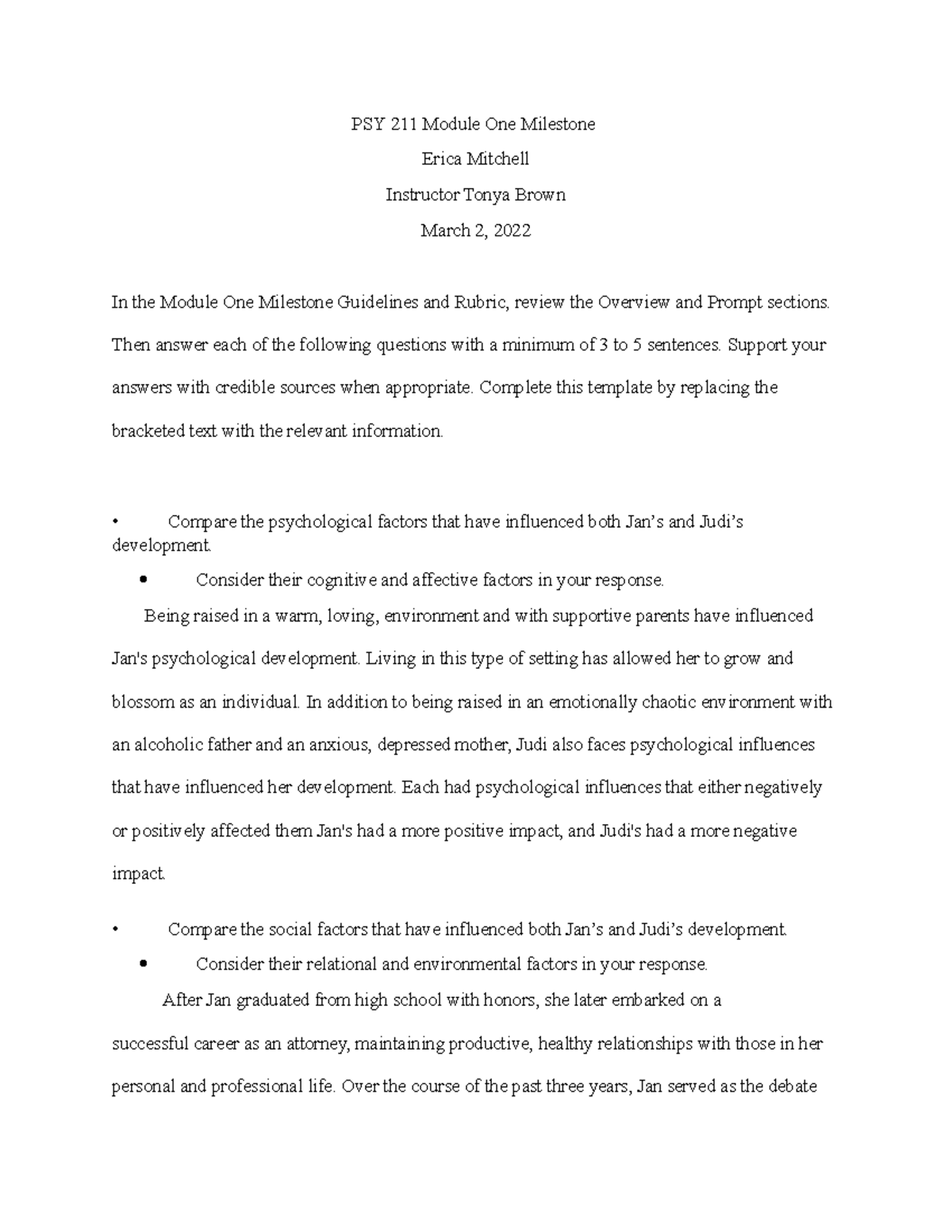 PSY+211+Module+One+Milestone++03 - PSY 211 Module One Milestone Erica ...