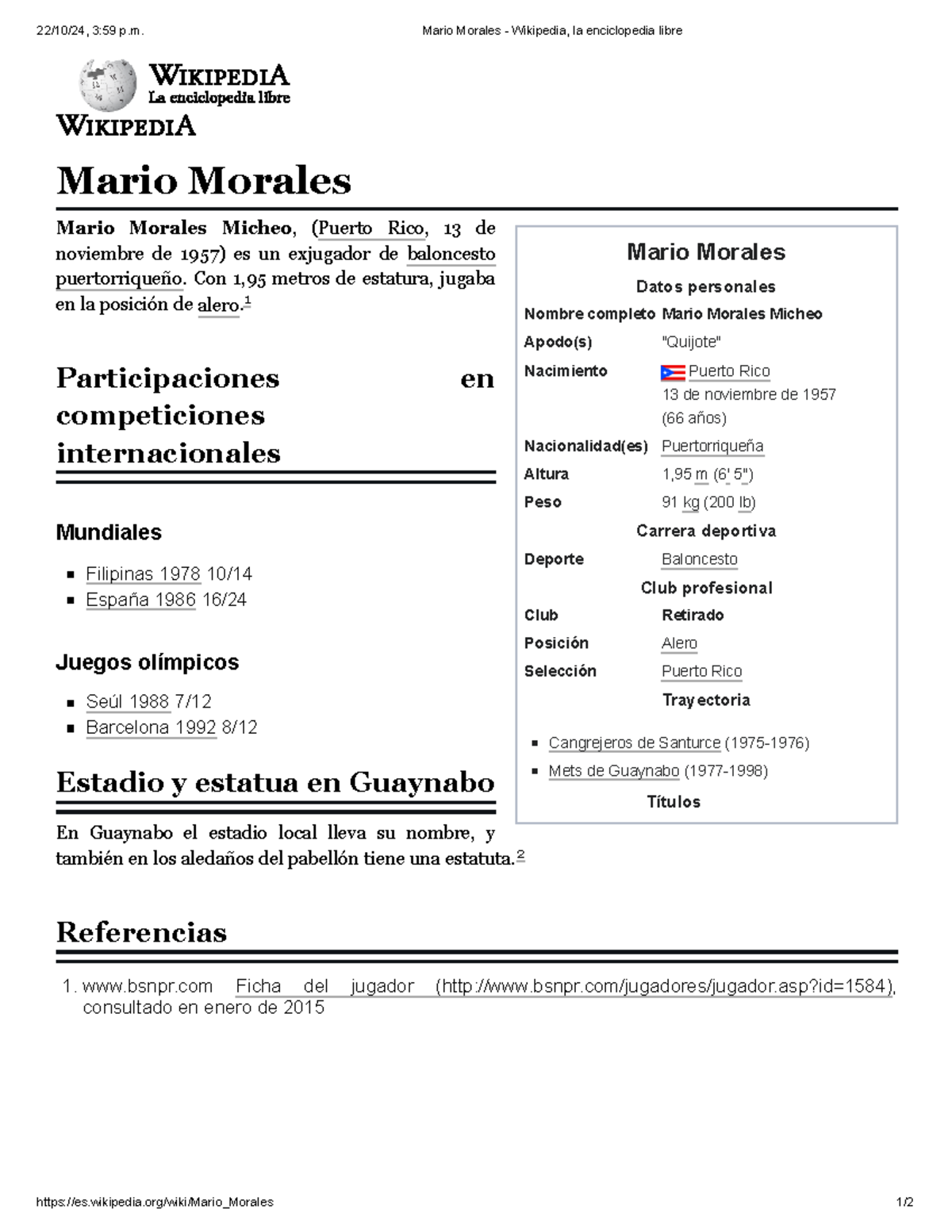 Mario Morales - Wikipedia, la enciclopedia libre - Mario Morales Datos ...