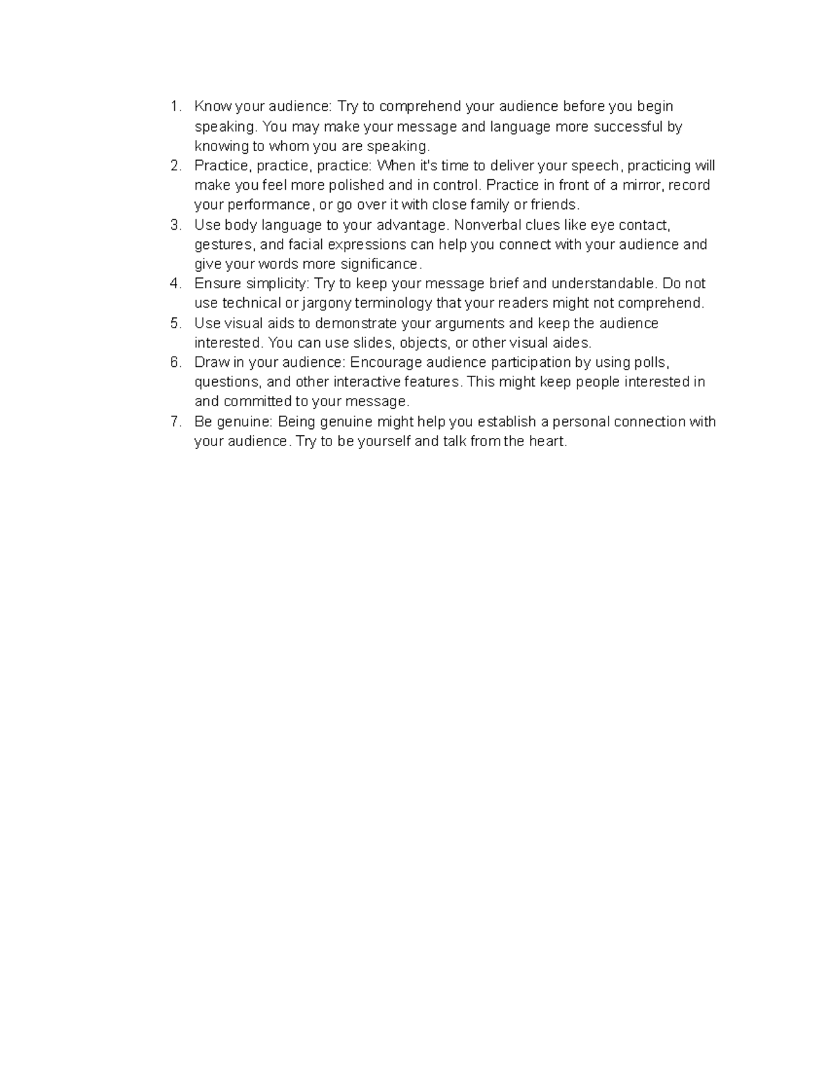 Public speaking notes 2 - Know your audience: Try to comprehend your ...