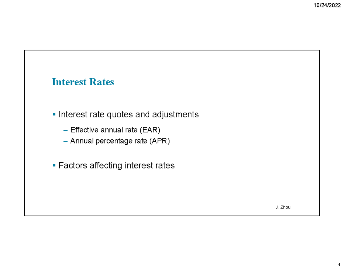 Lecture Note 5 - Interest Rates Interest rate quotes and adjustments ...