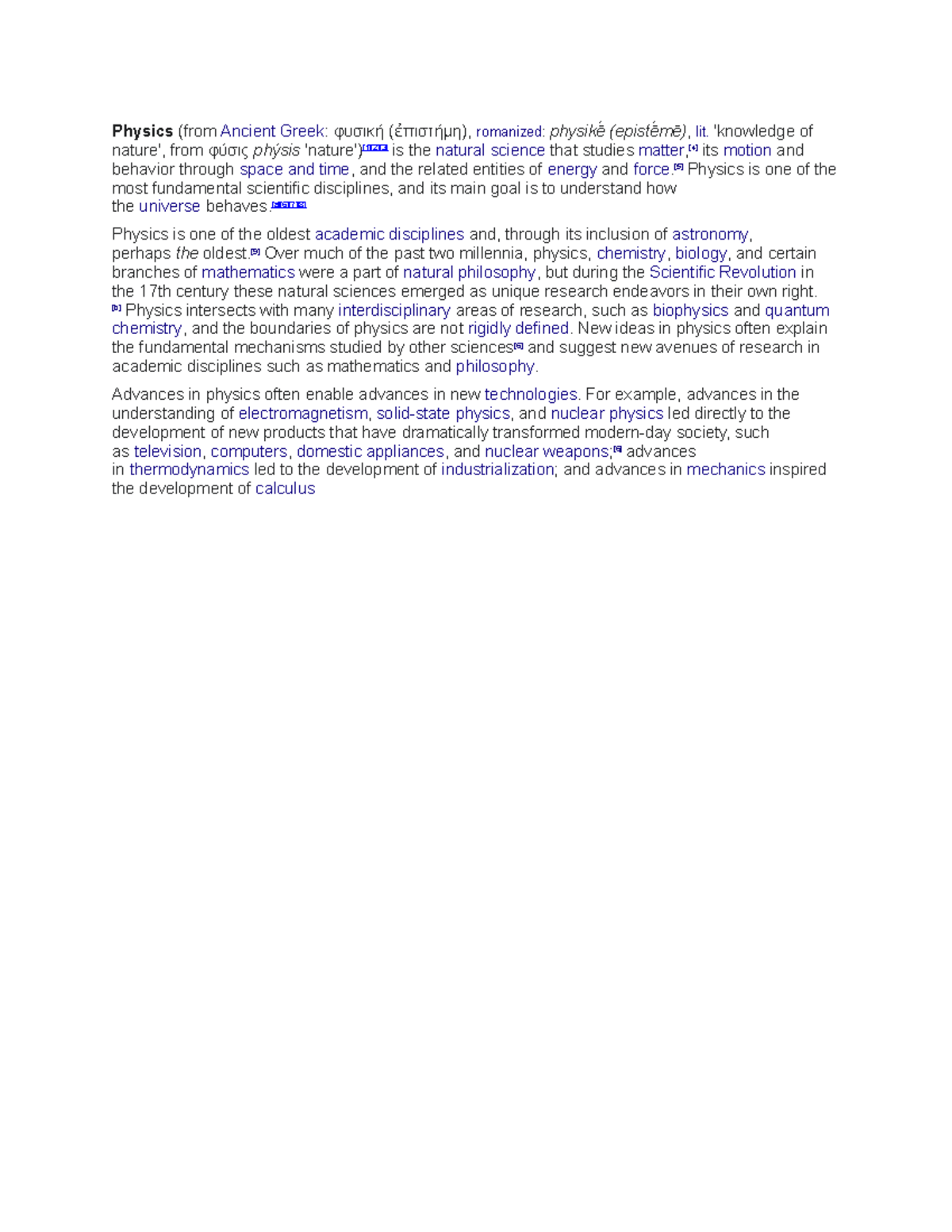 Physics - Physical address - Physics (from Ancient Greek: φυσική ...