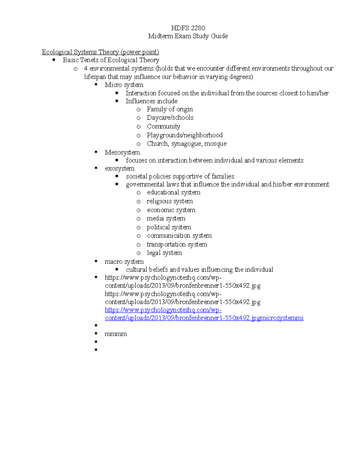 Midterm Exam Study Guide Fall 2017 - HDFS 2280 Midterm Exam Study Guide ...
