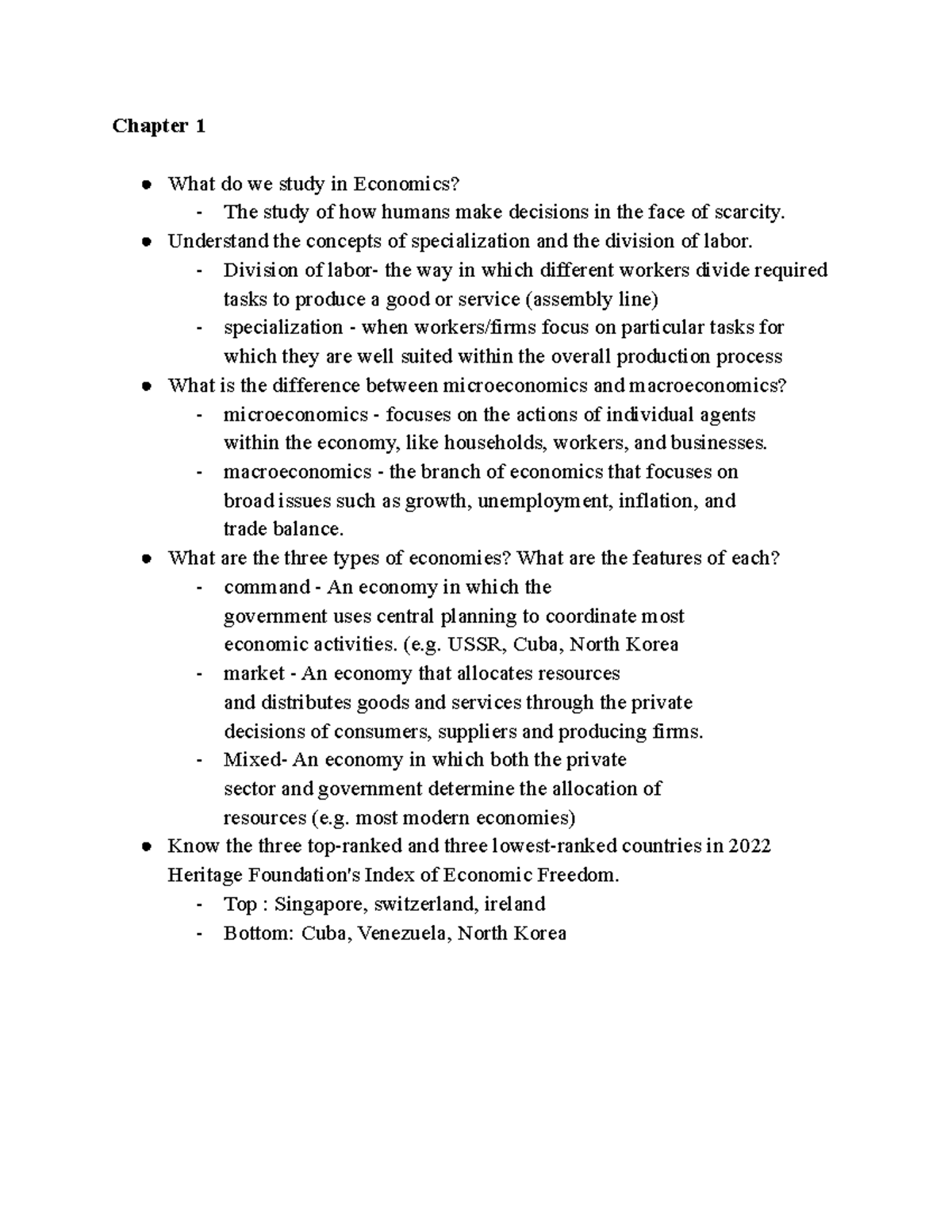 Macroeconomics chapter 1-6 - Chapter 1 What do we study in Economics ...
