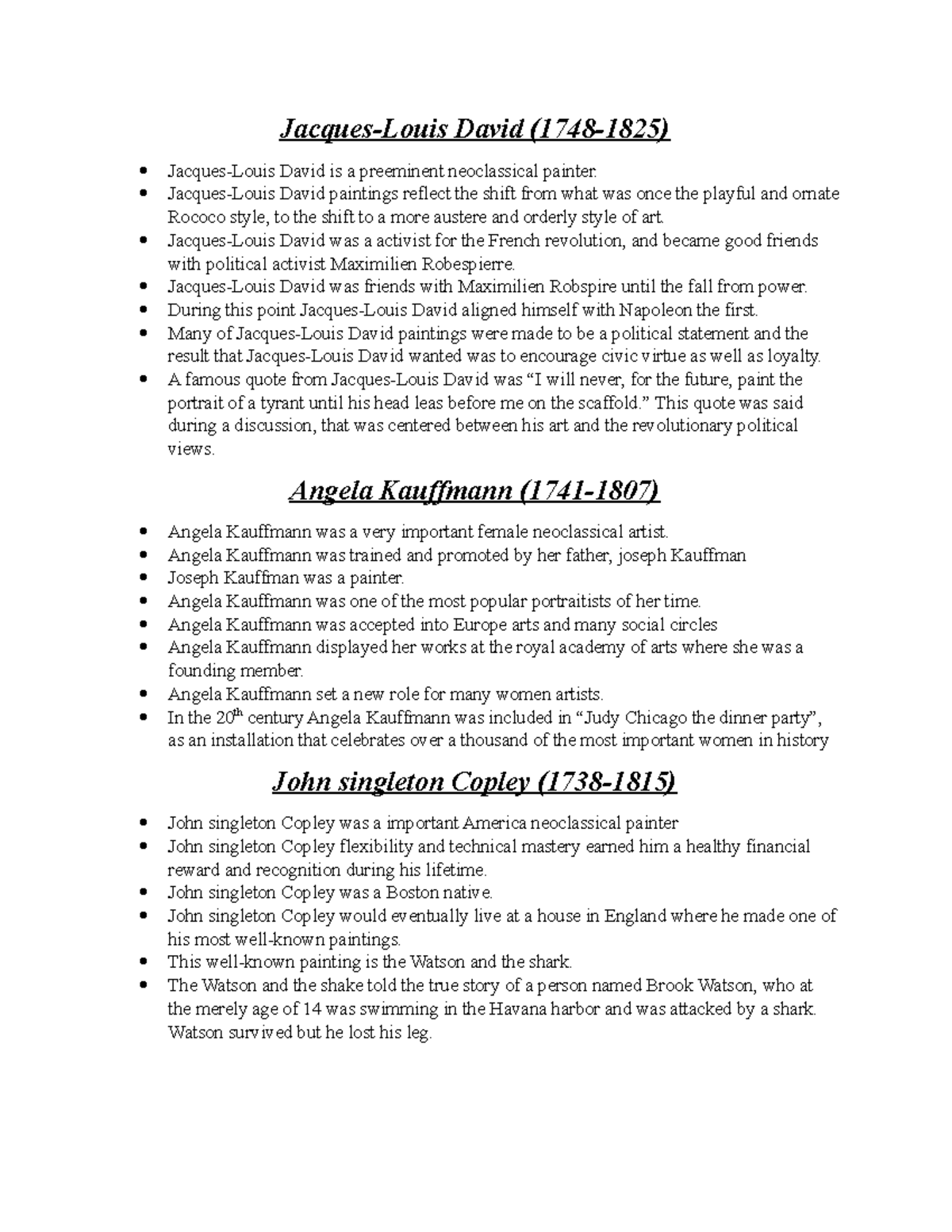 Important artists in the neoclassical time - Jacques-Louis David (1748 ...