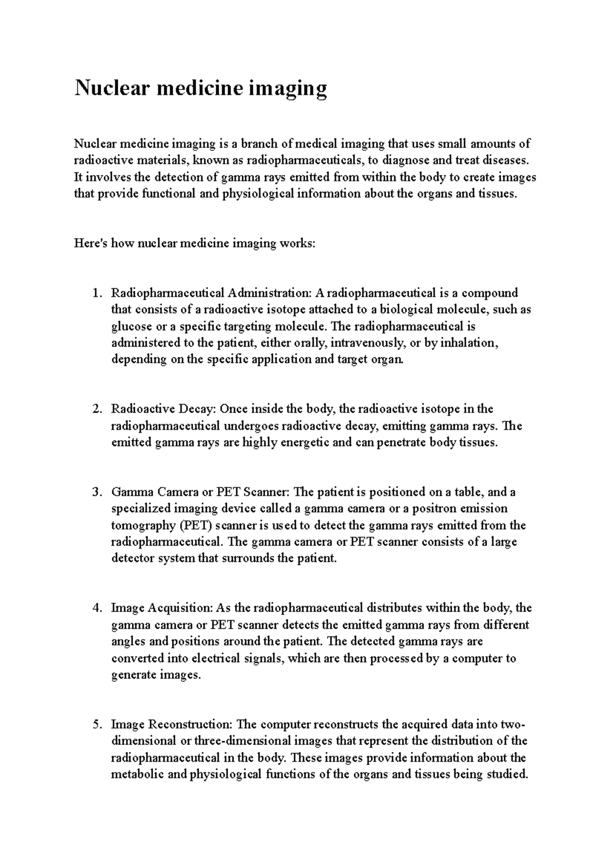 .Nuclear medicine imaging - Nuclear medicine imaging Nuclear medicine ...