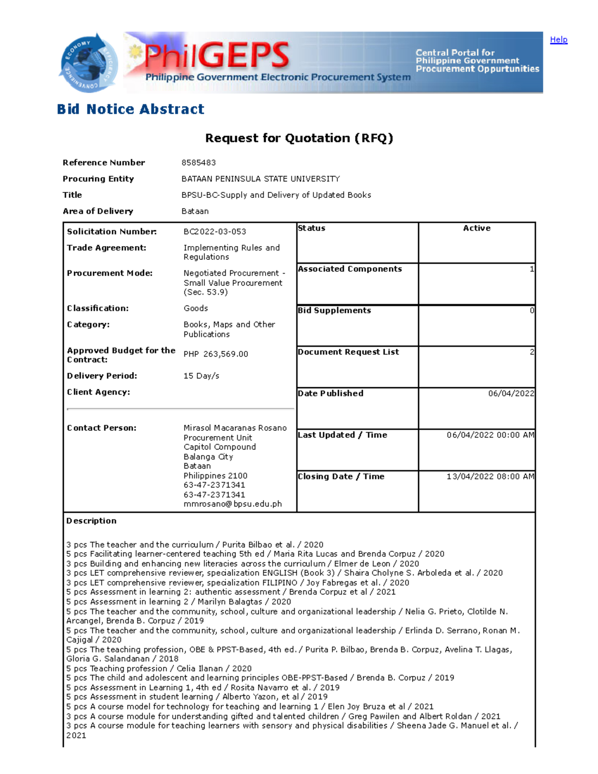 RFQ BC2022-03-053 - RFQ BC2022-03-053 - Bid Notice Abstract Request for ...