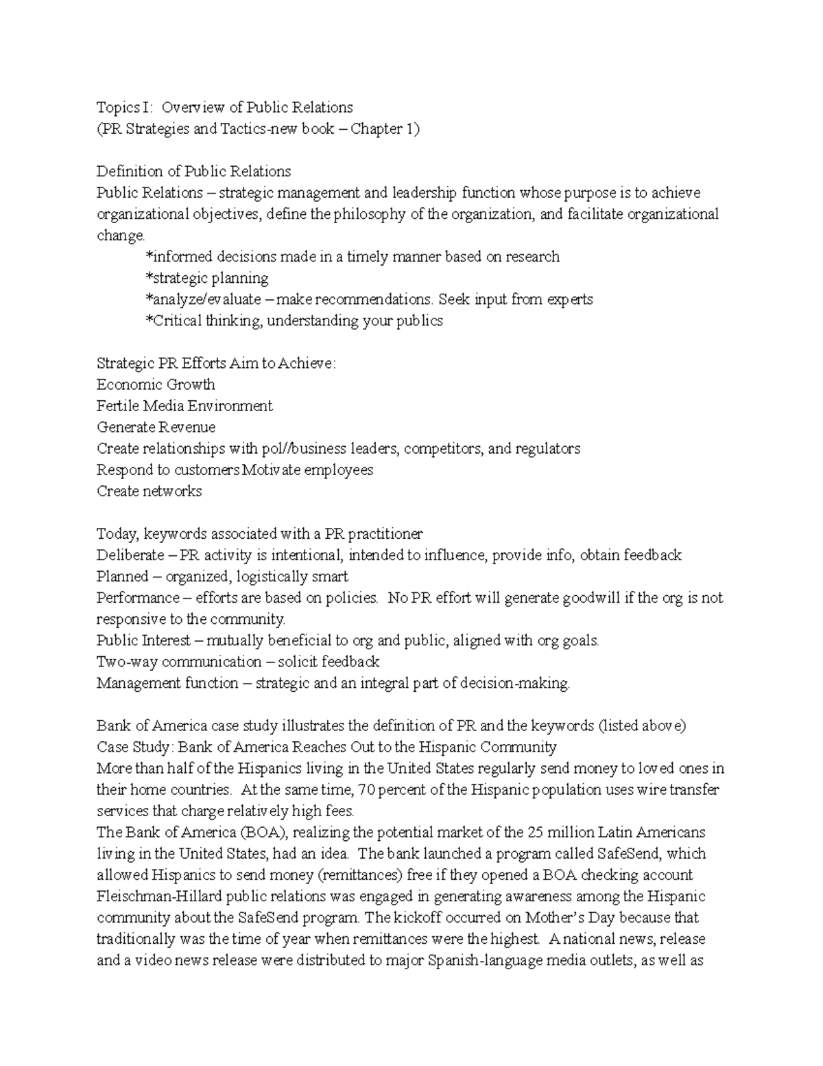 PRS340 Overview of PR Notes - Topics I: Overview of Public Relations ...