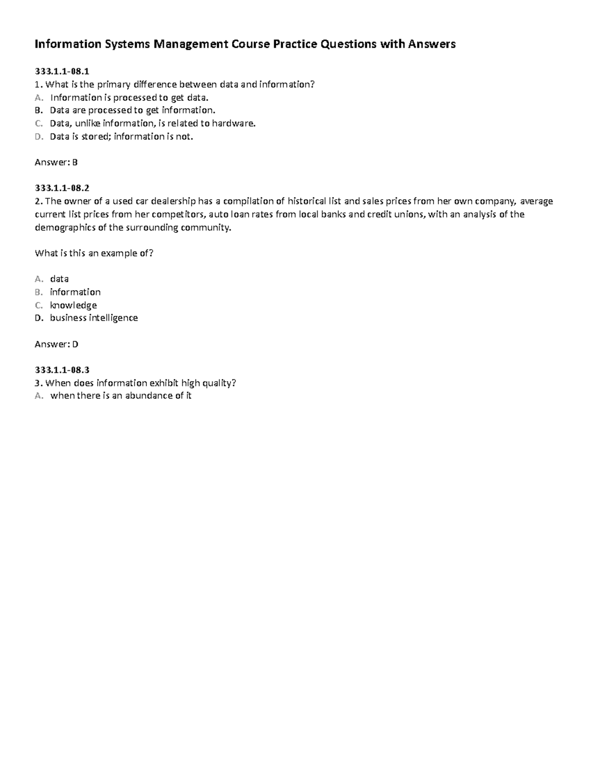 DAC1 Practice Answers - Collection of notes - Information Systems ...