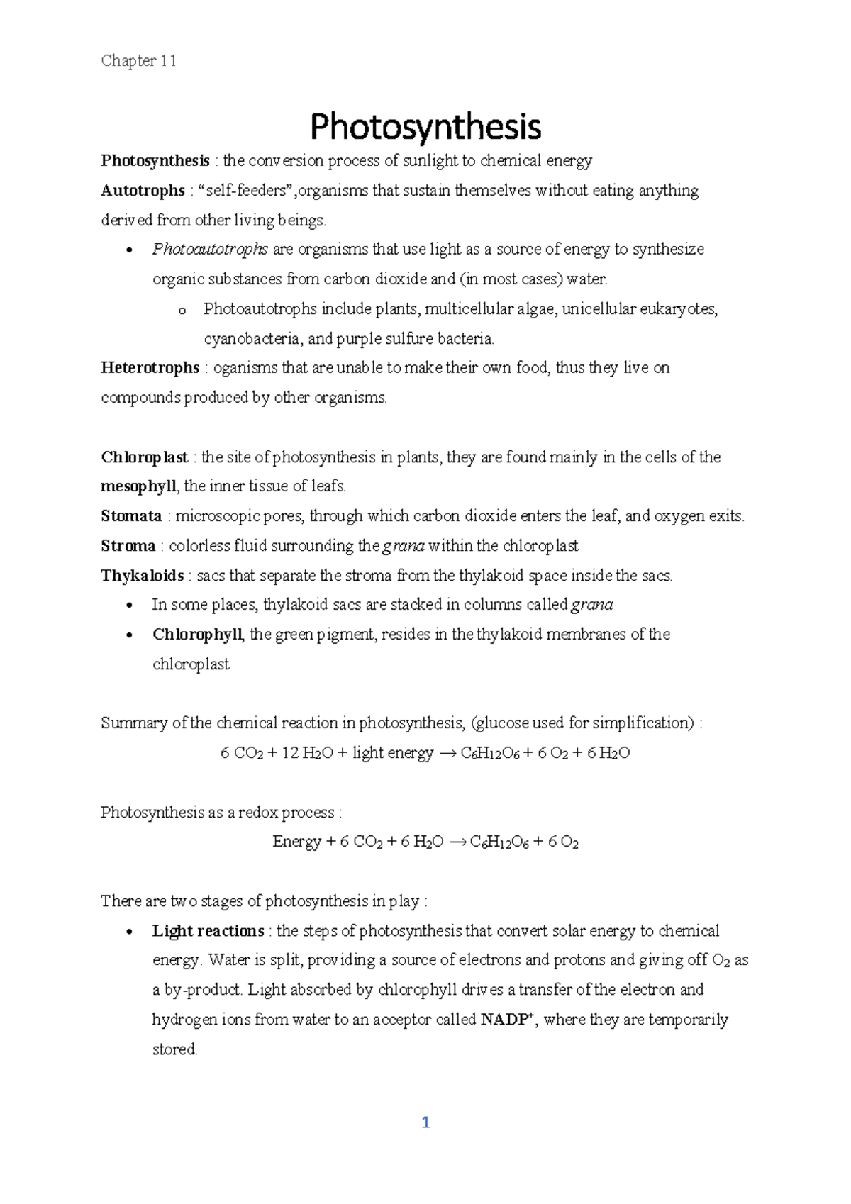 Chapter 11 - cellbiology and biochemistry - Photosynthesis ...