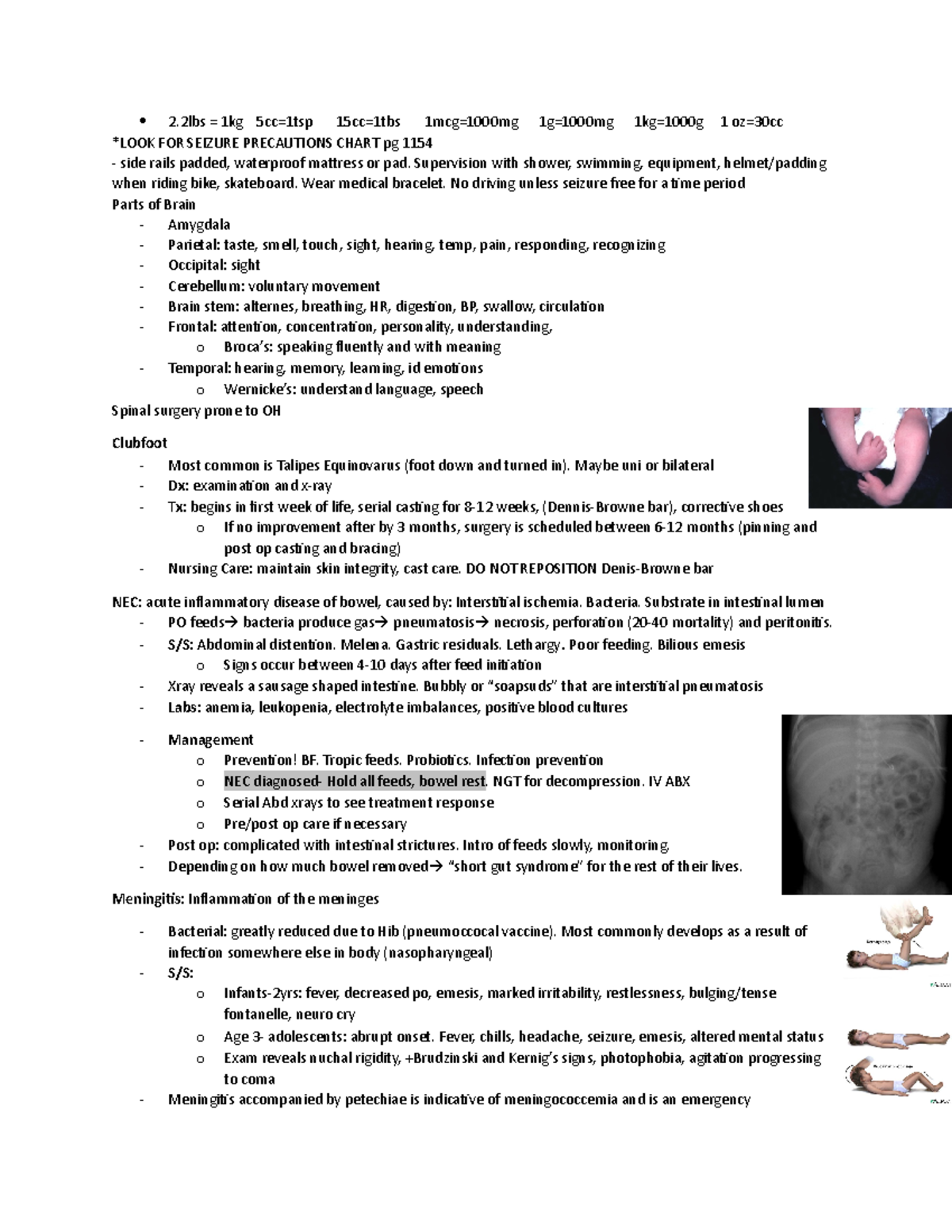 Ped Exam 1 Review - Nursing Pediatric Study Guide/Class notes ...