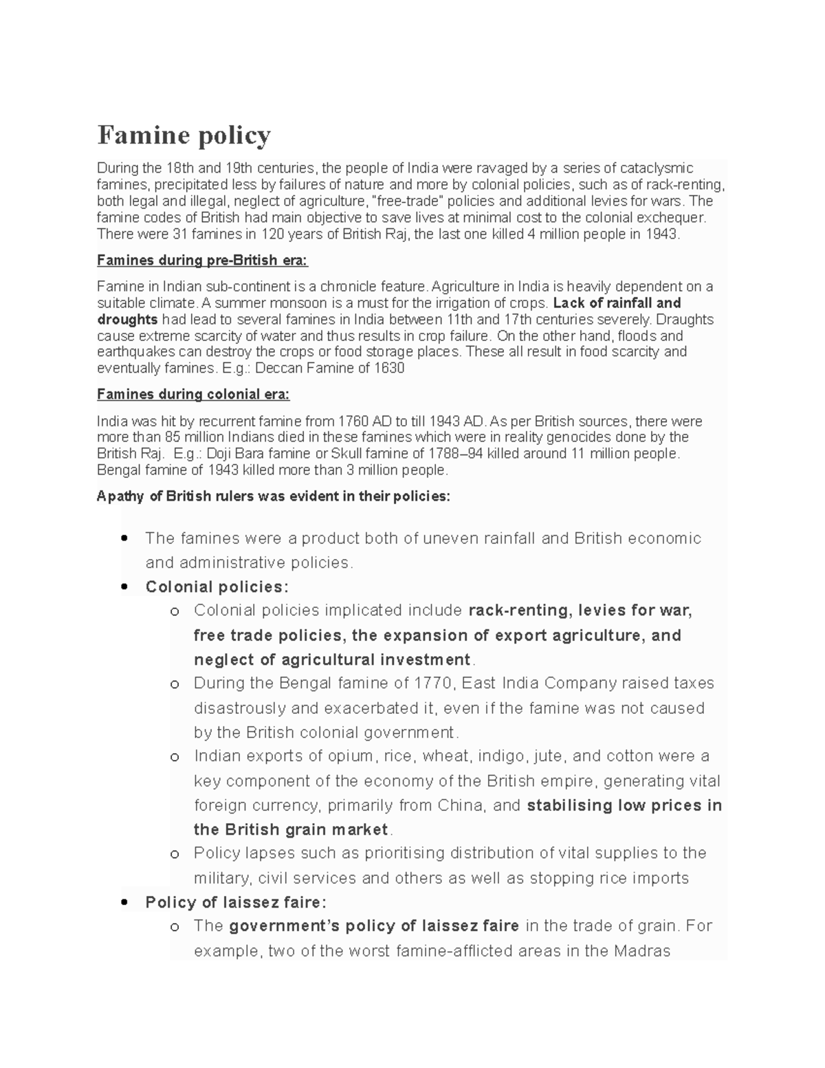 Famine Polic 1 Syllabus For BA History Hons Famine Policy During famine-polic-1-syllabus-for-ba-history-hons-famine-policy-during