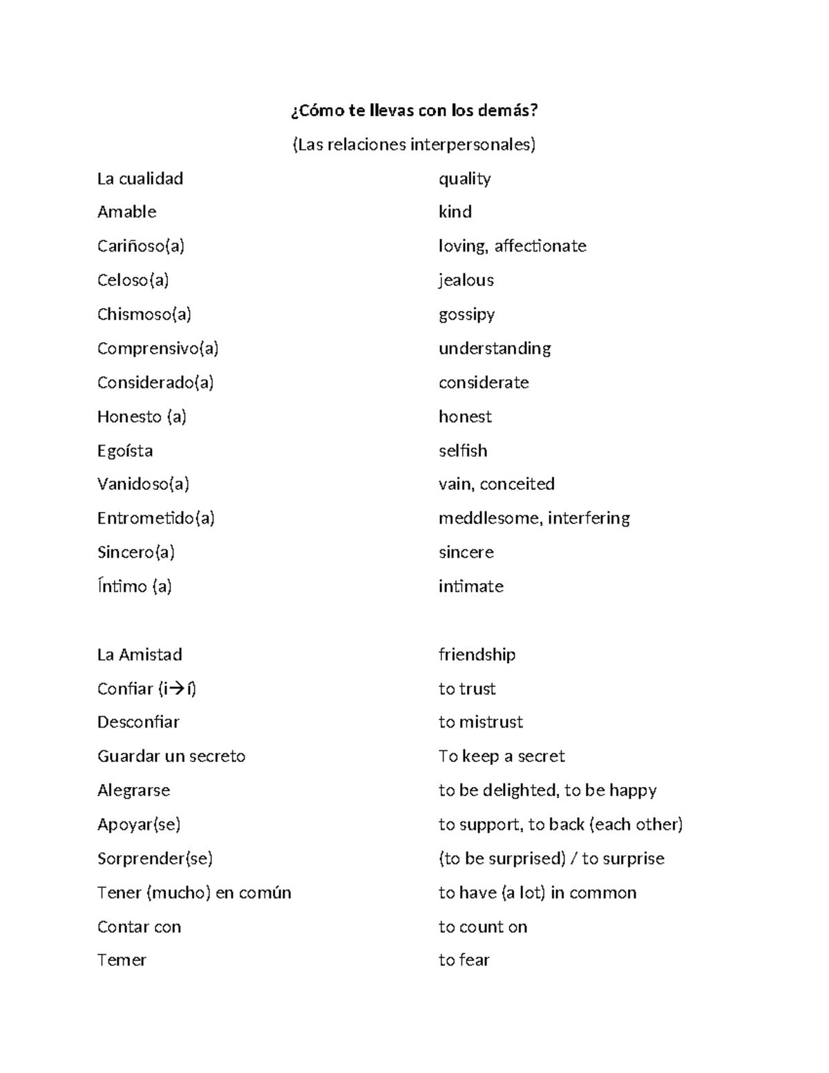 Cómo+te+llevas+con+los+demás-1++Vocabulario - ¿Cómo te llevas con los ...