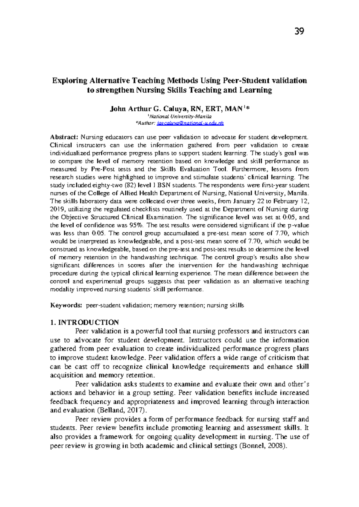 Exploring alternative teaching methods - Caluya, RN, ERT, MAN 1 ...