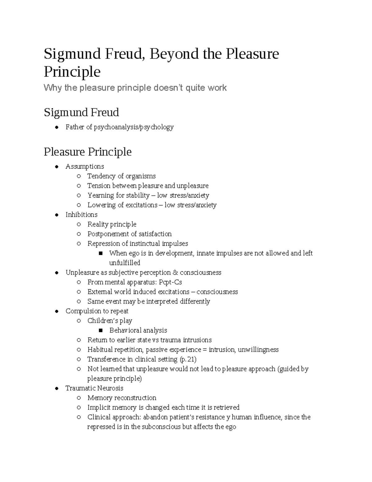 WEEK 2 - Sigmund Freud, Beyond the Pleasure Principle - Sigmund Freud ...
