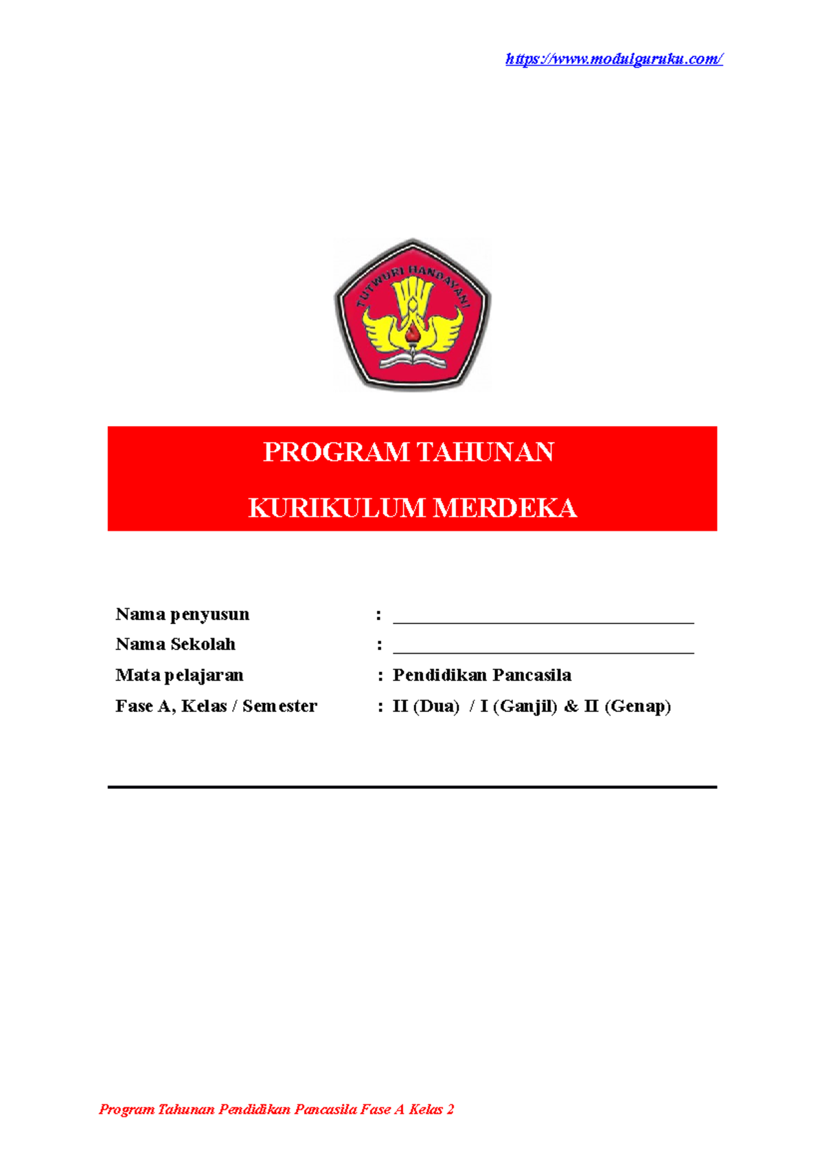 Prota PPKn Kelas 2 Kurikulum Merdeka - PROGRAM TAHUNAN KURIKULUM ...