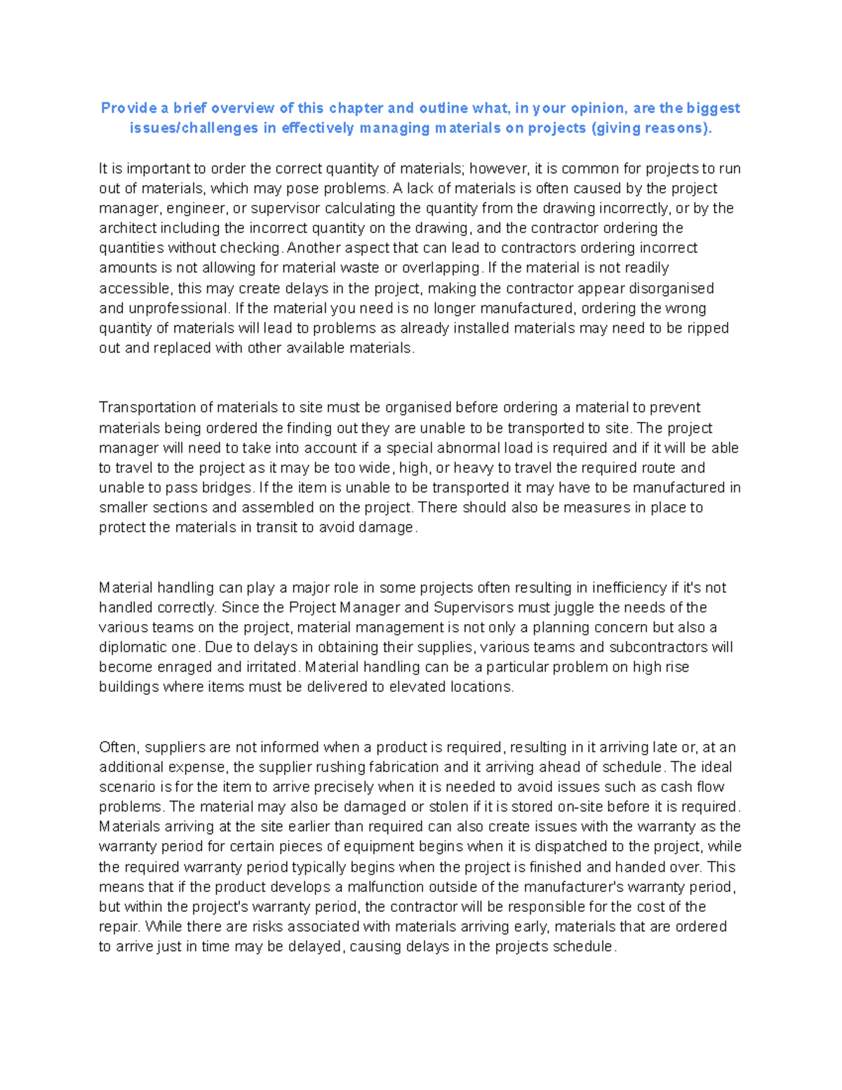 Week 7 essay intro to the built environment - Provide a brief overview ...